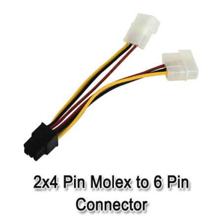 RITMO 2x4 Pin Molex to 6 Pin Connector PCI-E Power Adapter