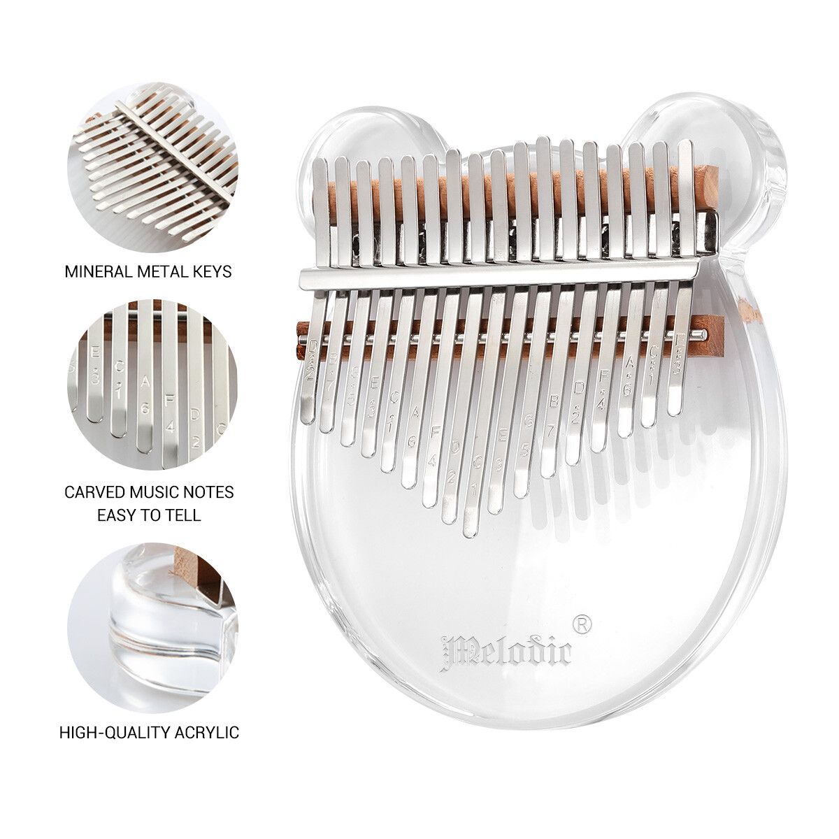17 Key Kalimba Thumb Piano Finger Mbira Kids Adults Instrument Bear ...