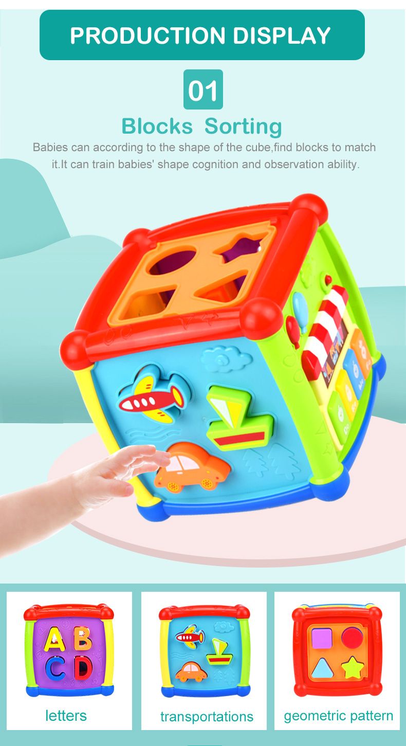 Baby Activity Cube 6-in-1 Learning Toy Set, Includes ABCD Letters ...