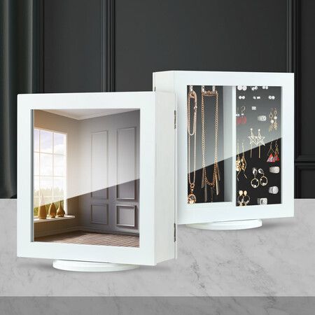360 Degree Rotating Jewellery Cabinet Organiser Mirror Jewelry Cabinet ...
