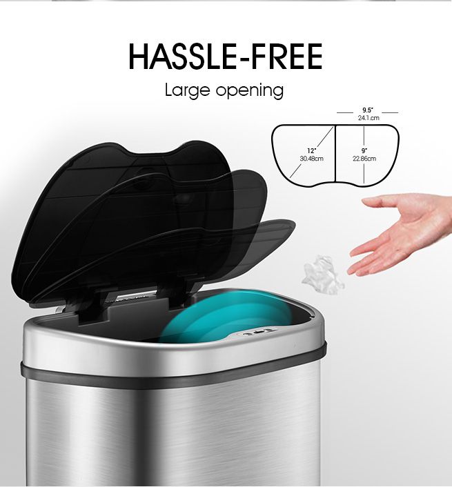 70L Kitchen Touchless Motion Sensor Bin Dual Compartment Garbage Waste Recycle Can Large Opening ...