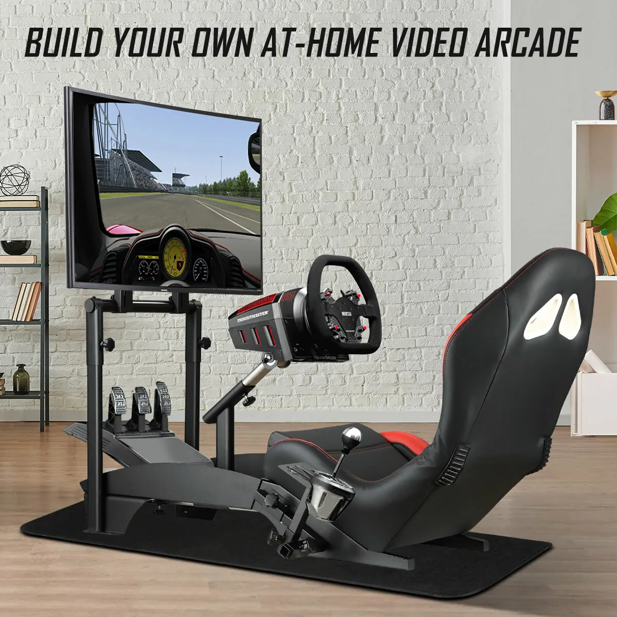 Premium Racing Simulator Cockpit Adjustable Gaming Chair with Monitor ...