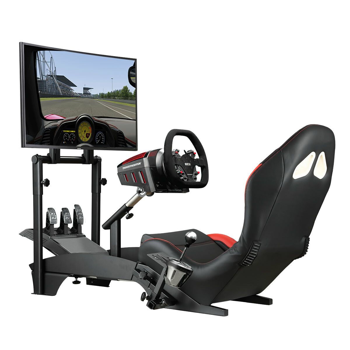 Premium Racing Simulator Cockpit Adjustable Gaming Chair with Monitor ...