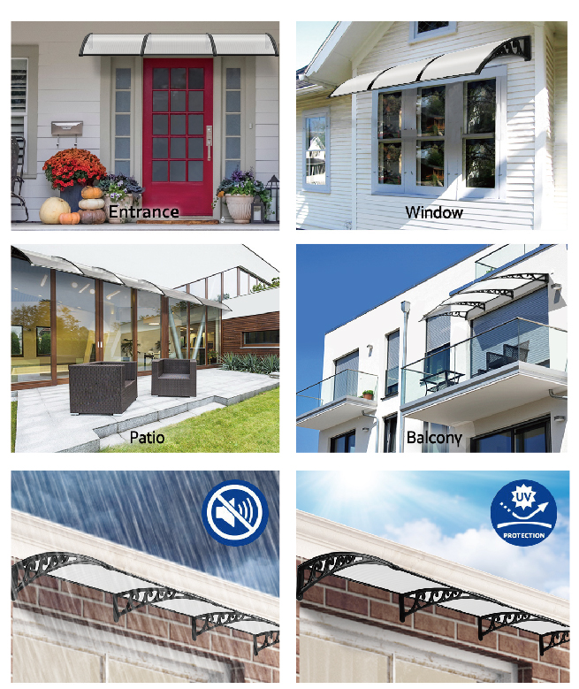1X3M Sun Rain Snow Blocking Door Window Awning Cover Hold Up To 140Kg ...