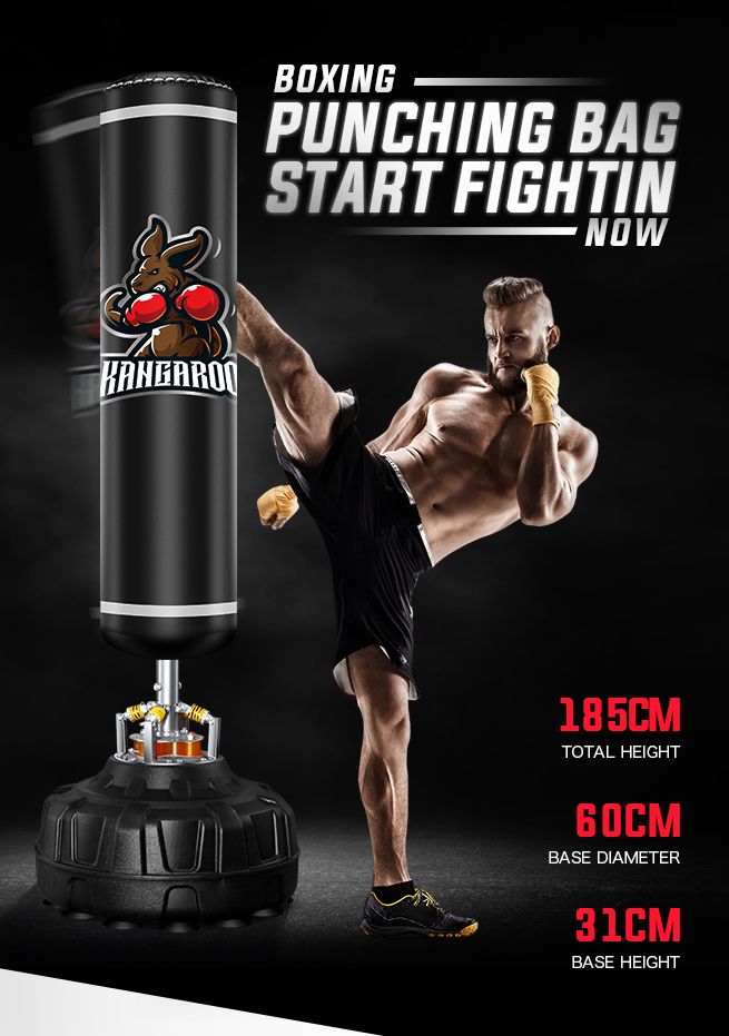 Genki 185cm Hydraulic Free Standing Punching Boxing Kicking Bag Stand ...