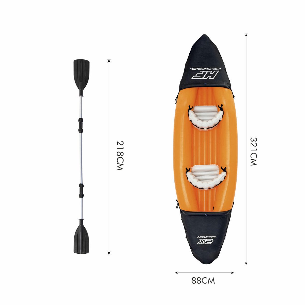 Bestway Lightweight Tandem Kayak Inflatable Two-person Canoe 3.21m x ...