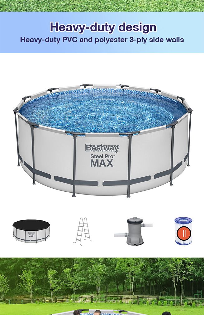 Bestway Premium Round Pool Set Above Ground Luxury Swimming Bath Spa 3 ...