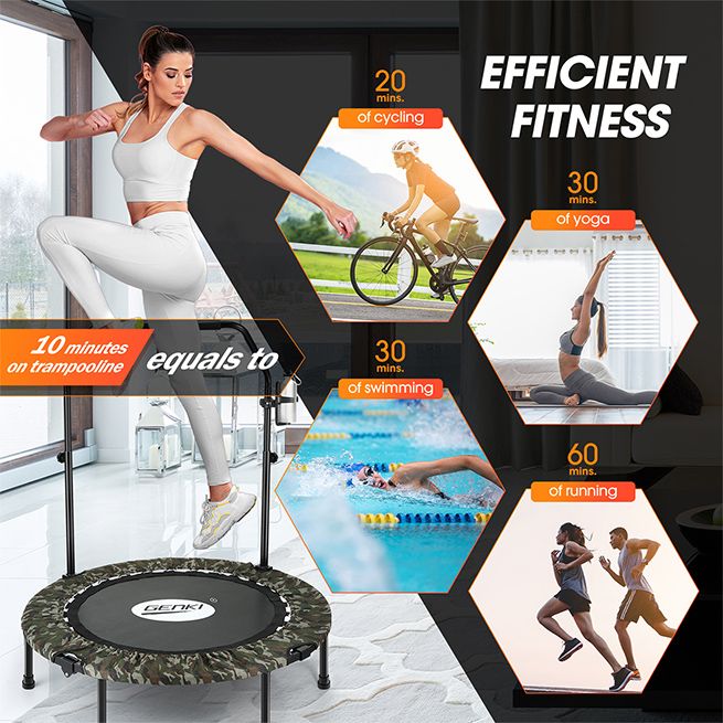 Genki Foldable Trampoline Mini Exercise for Adults Kids Indoor Fitness ...