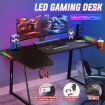 LED Gaming Desk Carbon Fibre Computer Desktop Racer Table Study ...