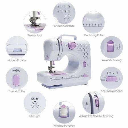 Electric Sewing Machine & extension table Portable Mini with 12 Built ...