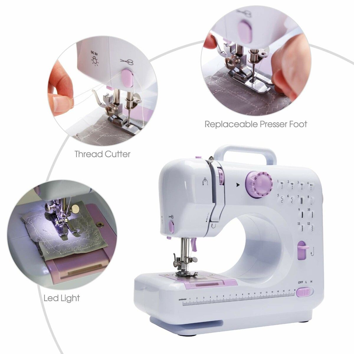 Electric Sewing Machine & extension table Portable Mini with 12 Built ...
