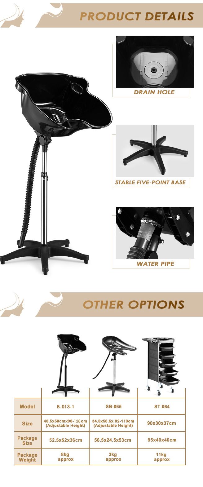 Barber Salon Basin Portable Shampoo Hairdressing Hair Wash Bowl ...