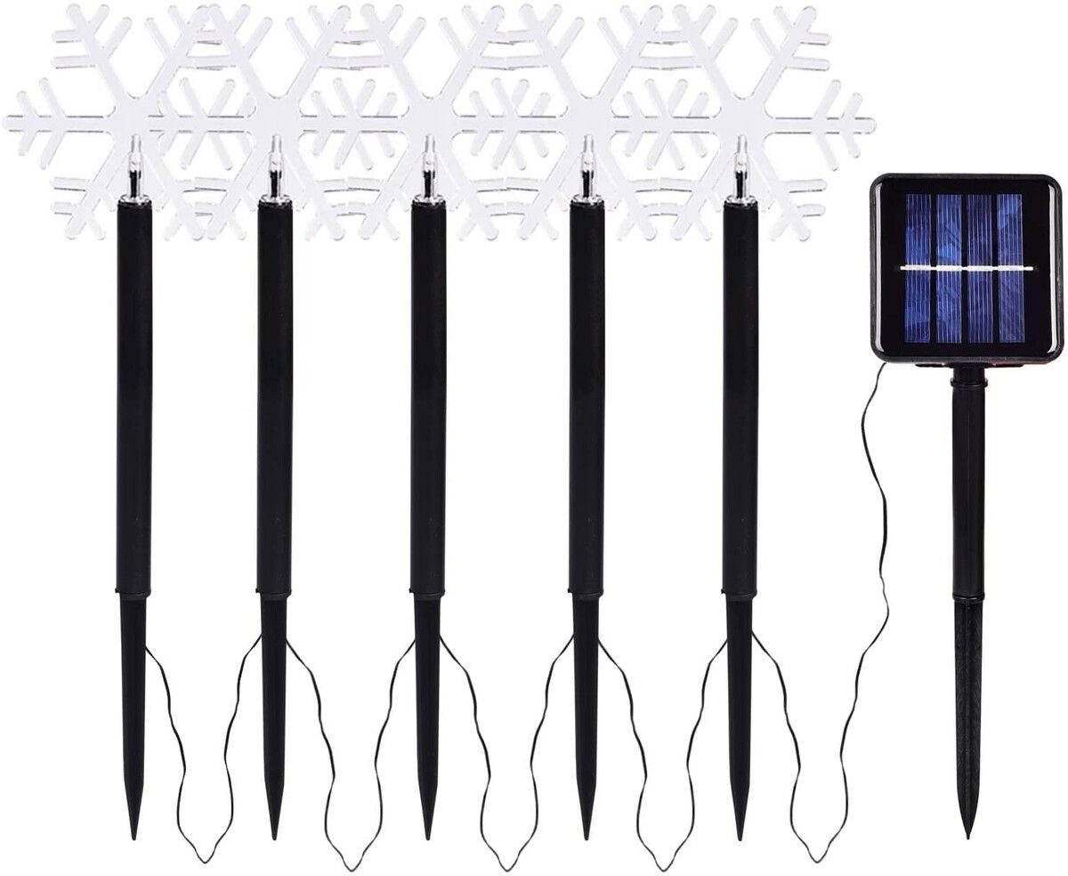 White Christmas Pathway Lights Solar Powered, Snowflake Lights with ...