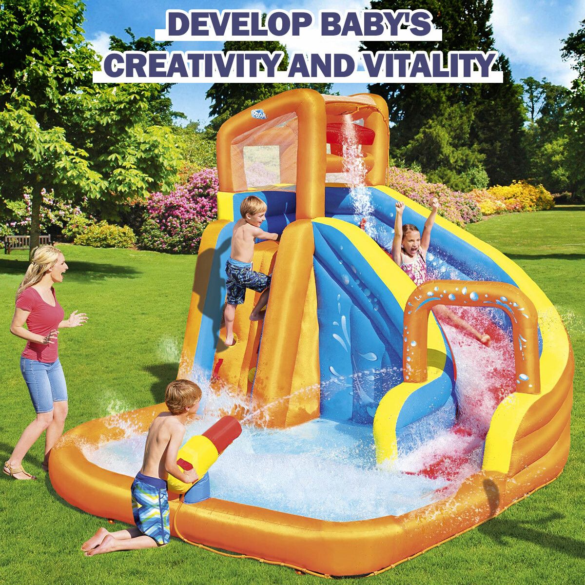 Bestway Inflatable Splash Water Park Adventure Water World Play Center ...