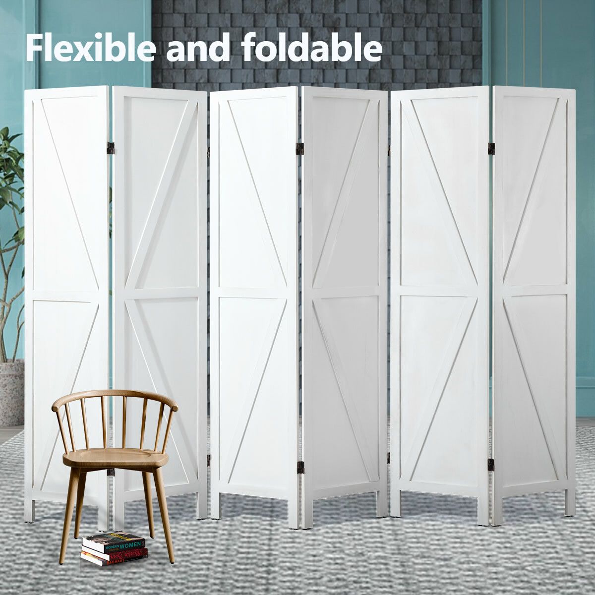 6 Panel Room Divider Screen Privacy Separator Partition Stand Timber ...