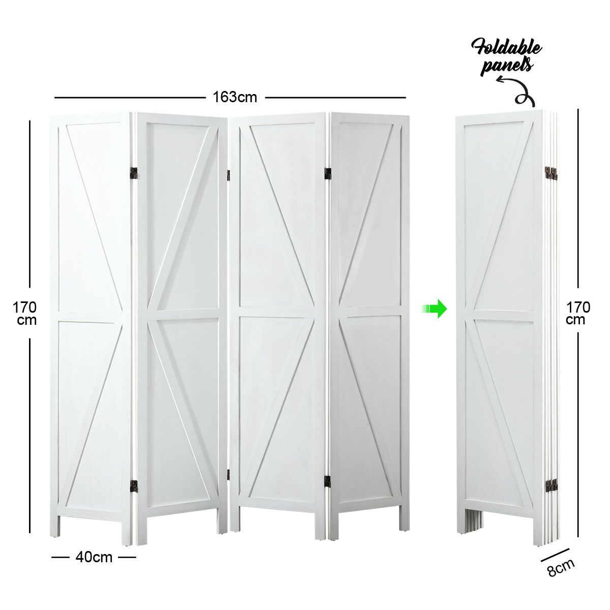 4 Panel Room Divider Screen Privacy Separator Partition Stand Wooden ...