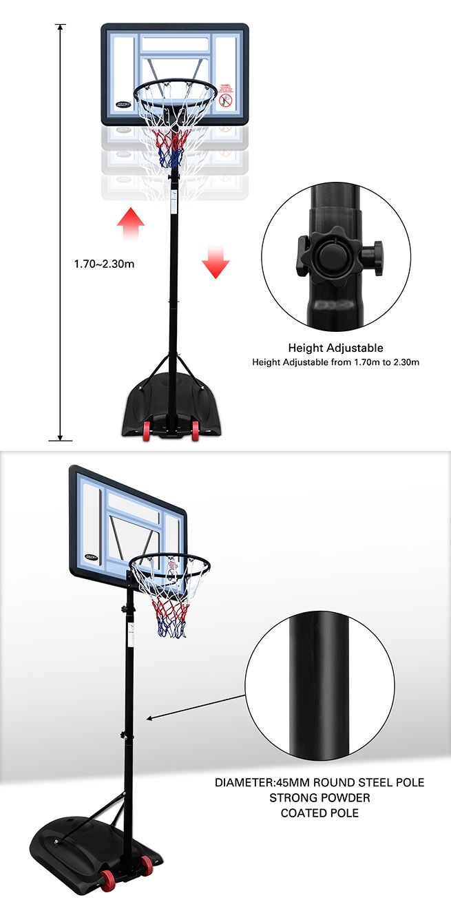 Basketball Hoop Ring Portable Adjustable Stand System Net Backboard Rim ...