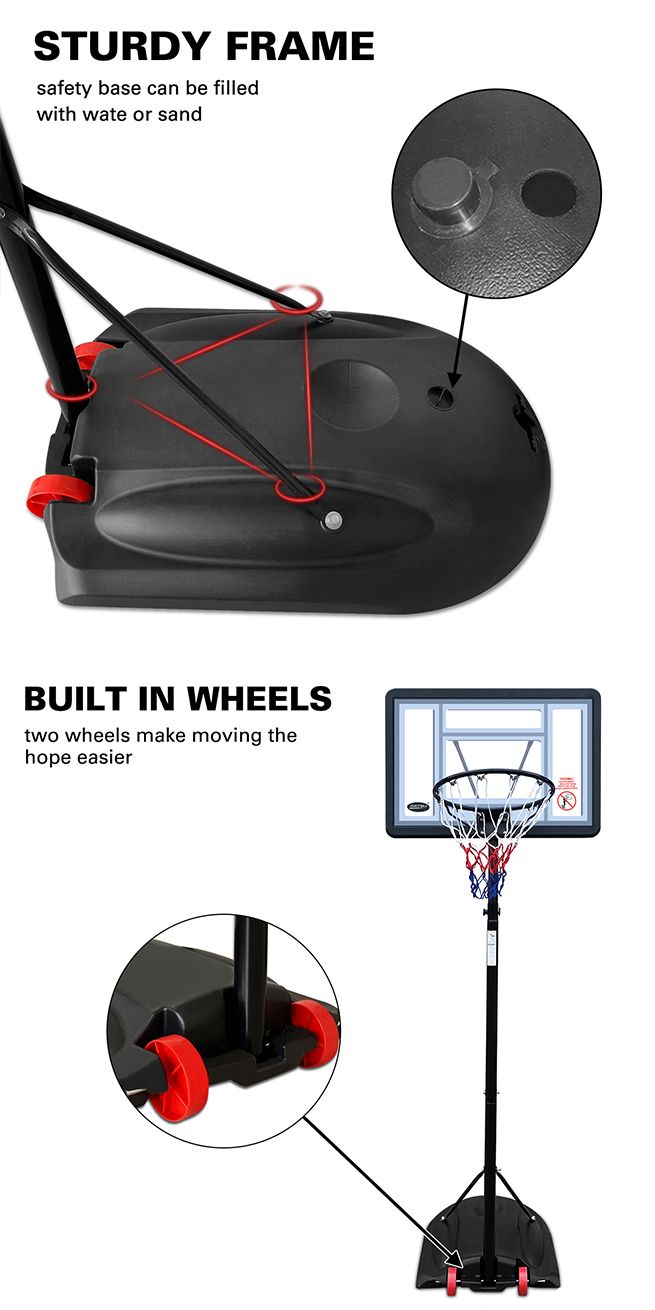 Basketball Hoop Ring Portable Adjustable Stand System Net Backboard Rim ...