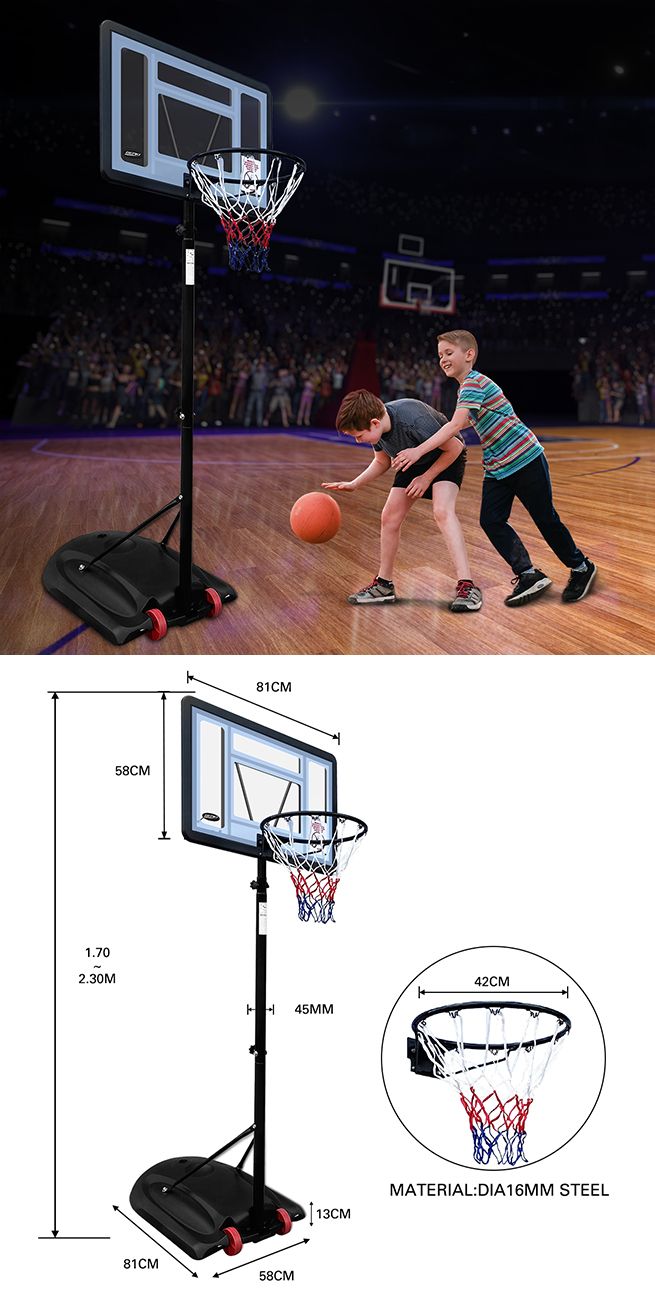Basketball Hoop Ring Portable Adjustable Stand System Net Backboard Rim ...