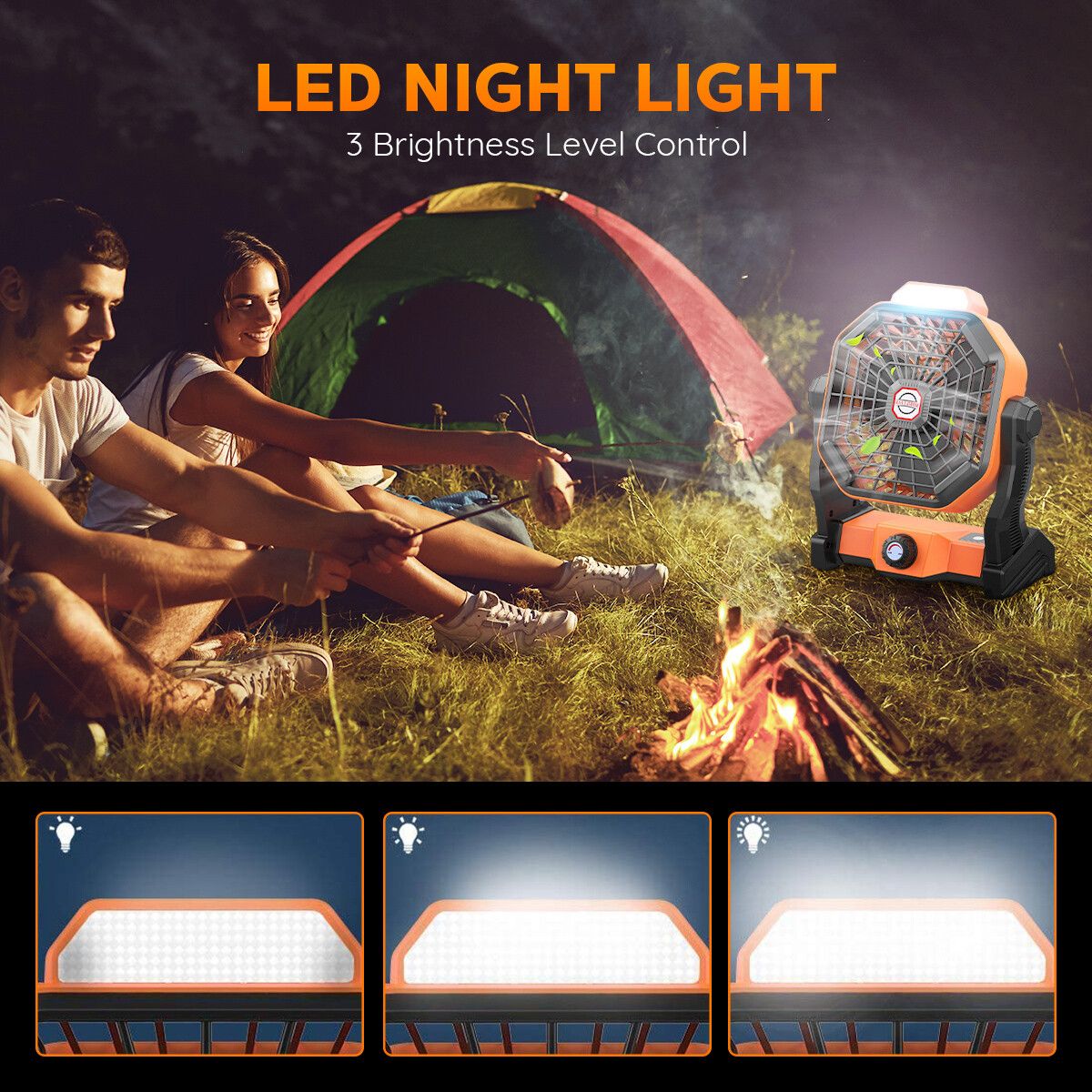 2in1 Outdoor Camping Fan Light LED Portable Tent USB Powered ...