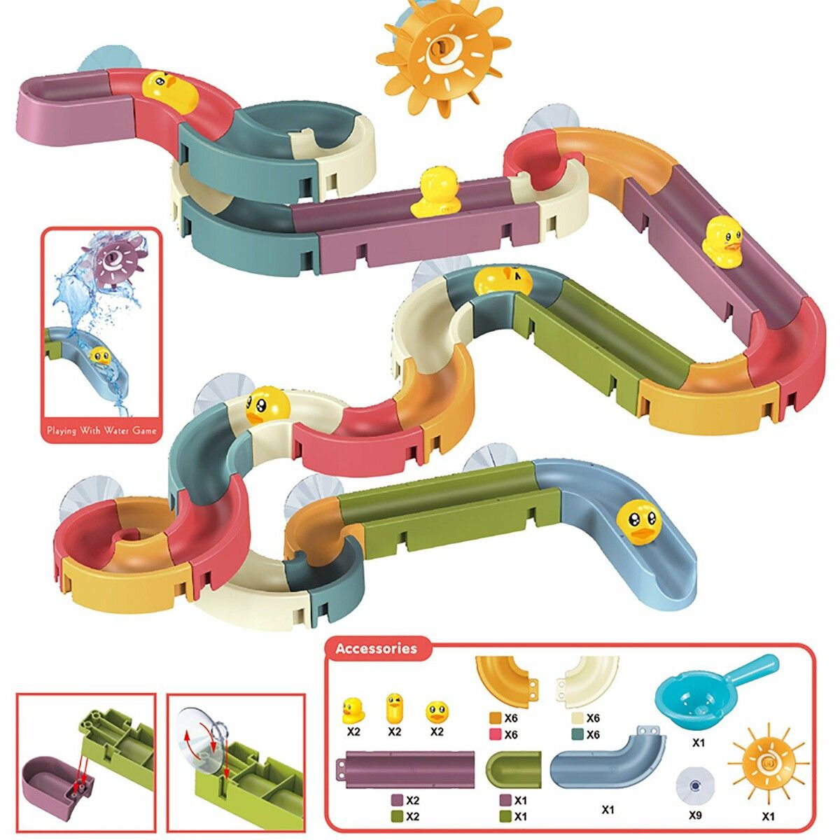 Toy Bath Toys Fun DIY Slide Indoor Waterfalls Track Stick To Wall ...