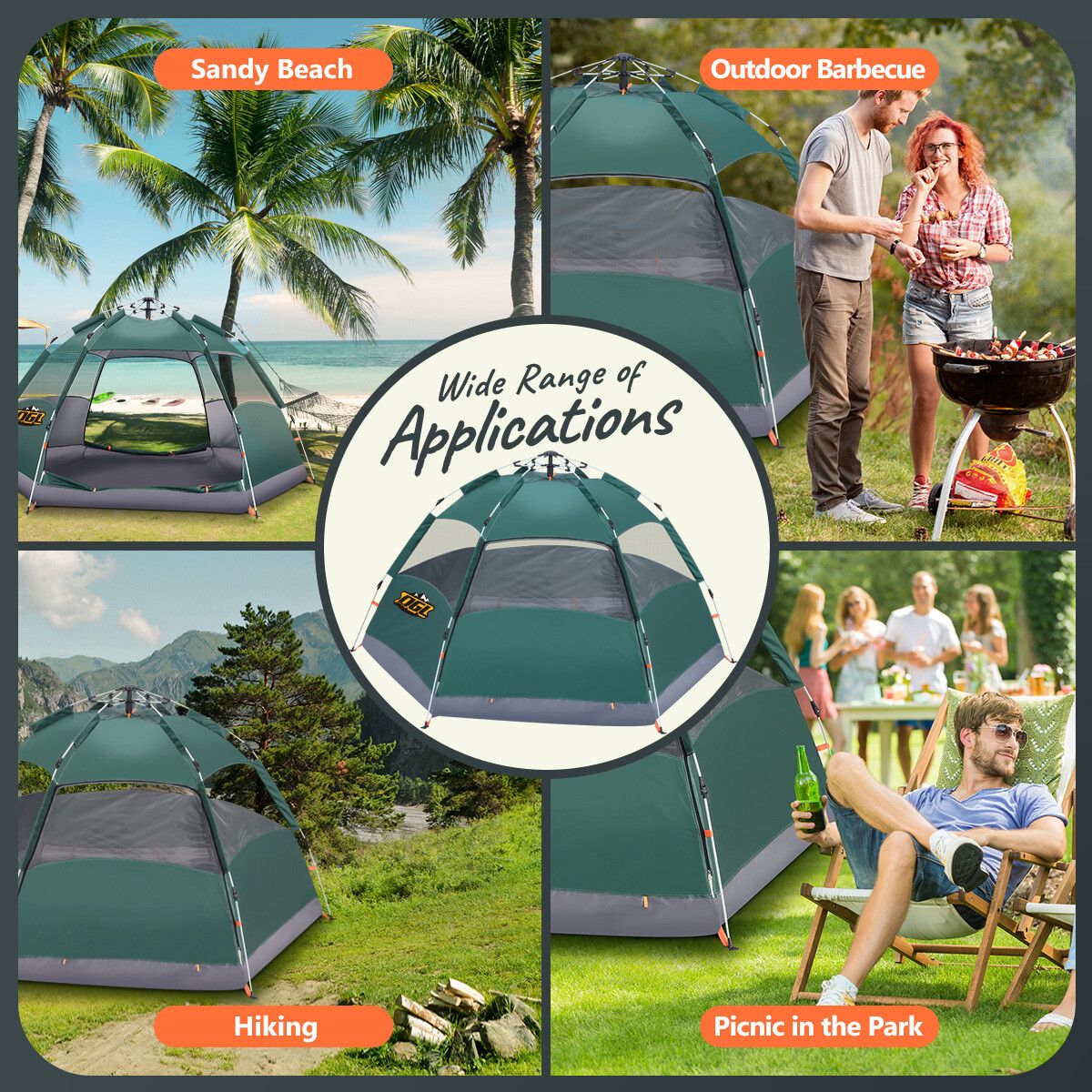 OGL 5 Person Tent Instant Pop Up Beach Camping Shelter Sun Shade Family ...