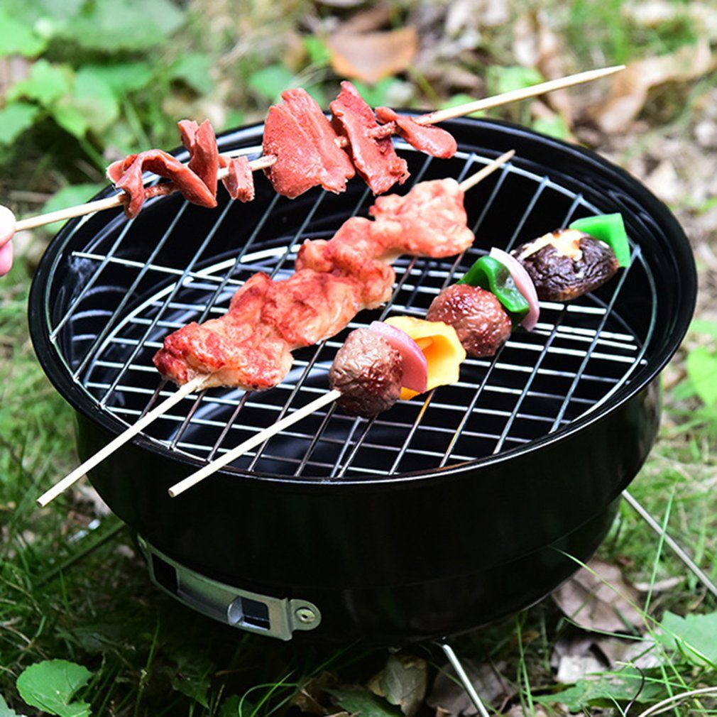 Portable BBQ Grill Round Barbecue Rack Stainless Steel Mini BBQ ...