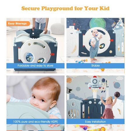 Kidbot 20 Panels Baby Safety Playpen Interactive Fence Gate Yard ...