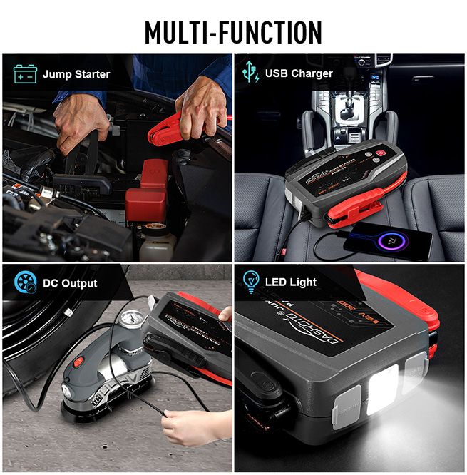 12V Car Jump Starter Pack 3000A 30000mAh Portable Battery Charger ...