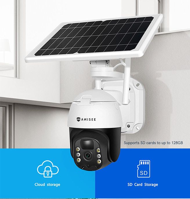 PTZ Security Camera CCTV Solar Wifi 2.0MP Home Spycam Surveillance System Outdoor Waterproof ...