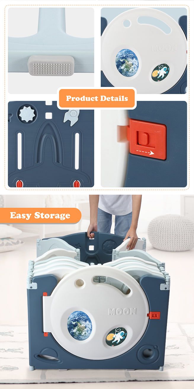 Kidbot 20 Panels Baby Safety Playpen Interactive Fence Gate Yard ...