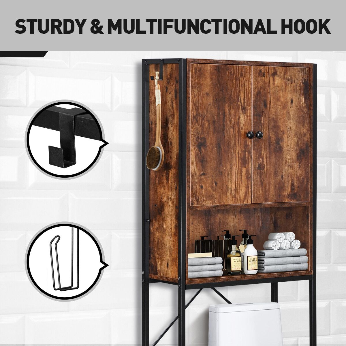 Bathroom Cabinet Shelf Over Toilet Washing Machine Storage 3 Shelves 2 ...