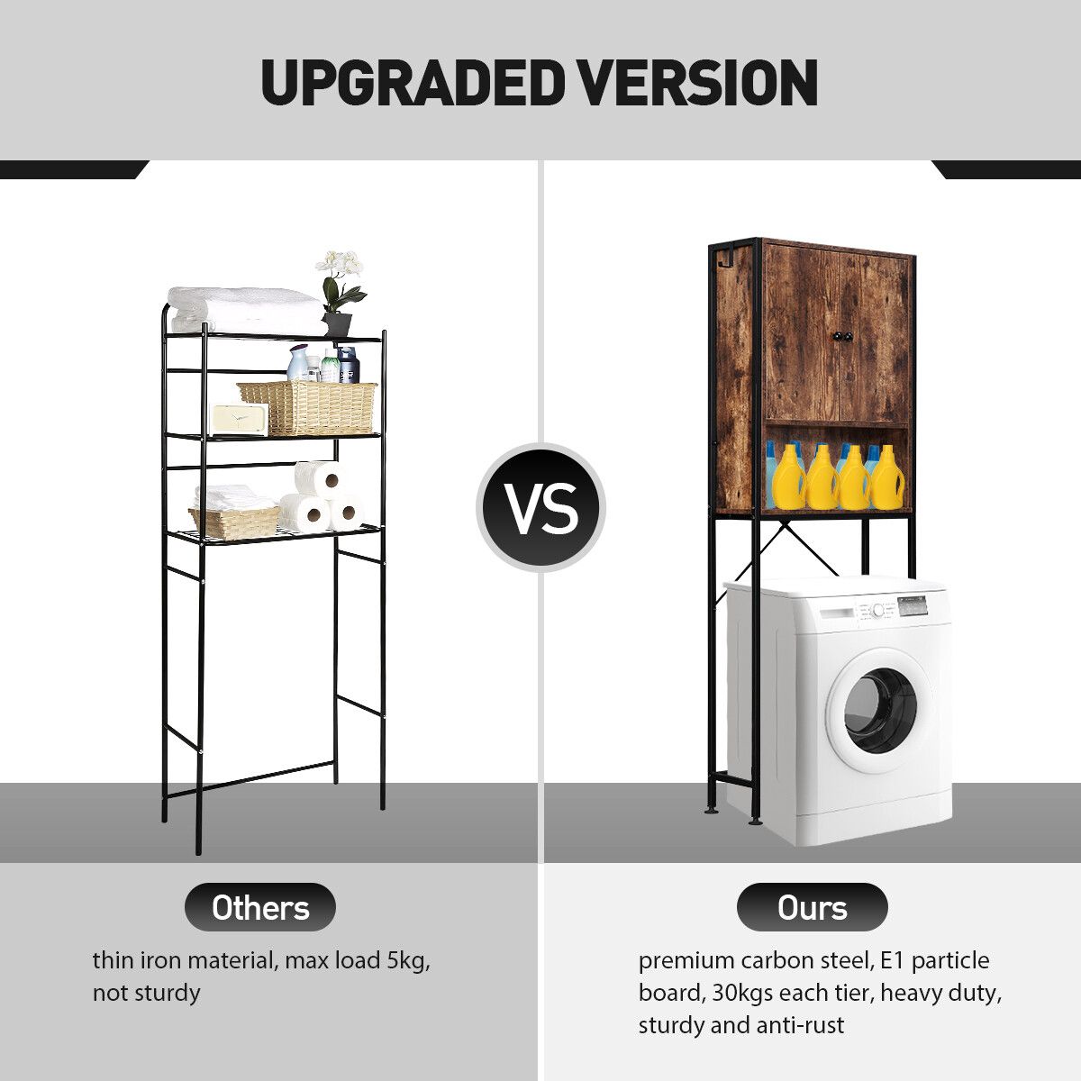 Bathroom Cabinet Shelf Over Toilet Washing Machine Storage 3 Shelves 2 ...