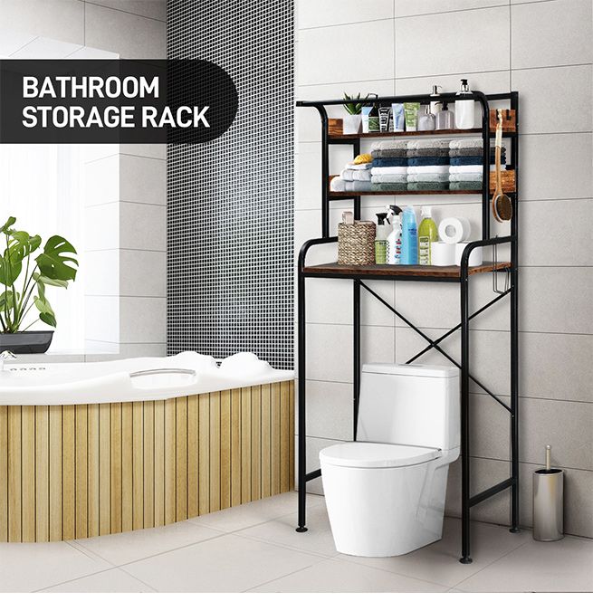 3-Tier Over Toilet Shelf Freestanding Bathroom Organiser Rack Washer ...