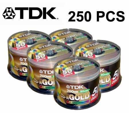 TDK Gold CD-R 52X 250Pcs Disc Bulk Buy 5x 50pk