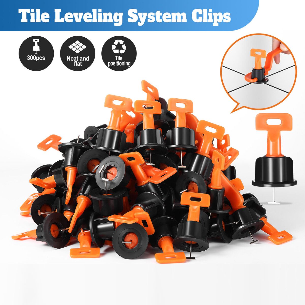 300PCS Tile levelling System Clips Spacers levellers Tiling Tool Kit ...