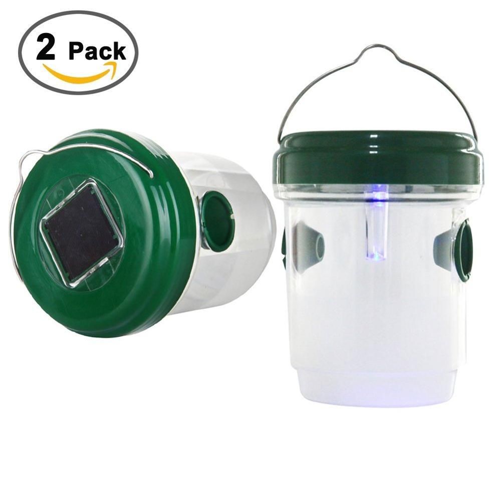 2pcs Solar Powered Wasp Trap with LED Light Bee Traps,Yellow Jacket ...