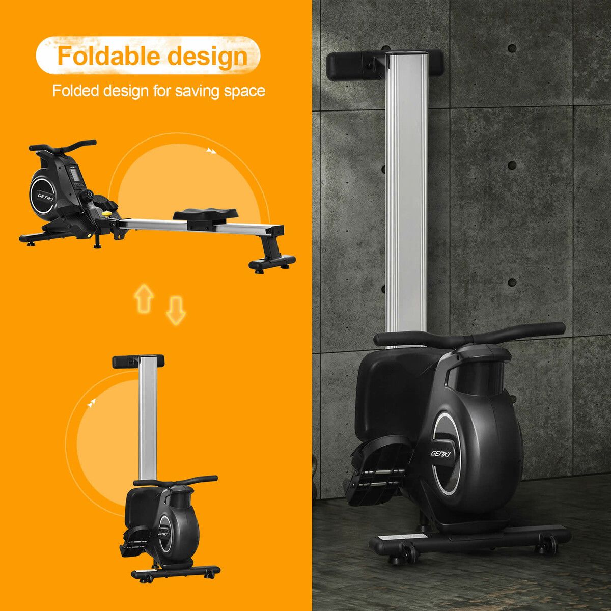 Genki Rowing Machine Rower Magnetic Resistance Workout Foldable Home ...