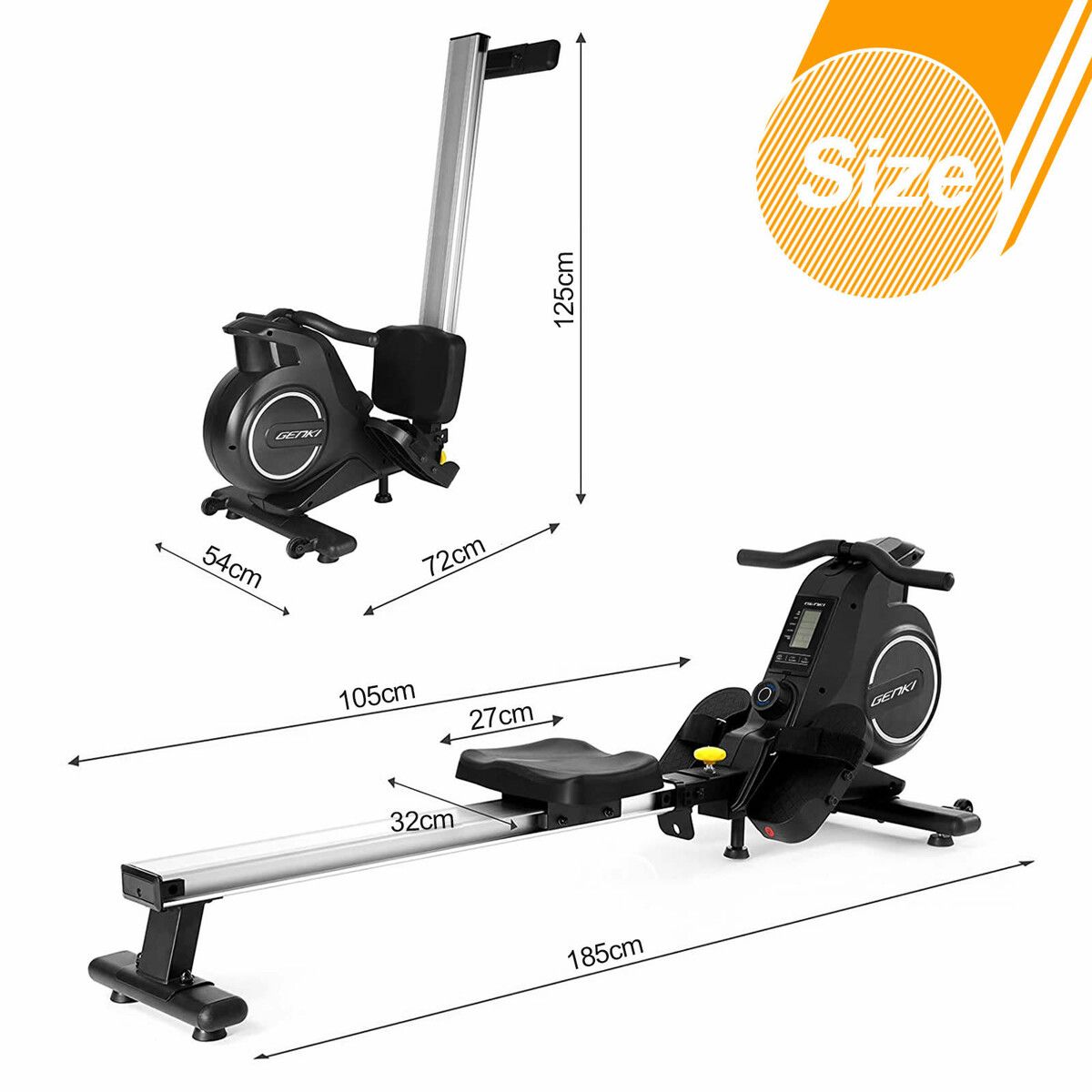 Genki Rowing Machine Rower Magnetic Resistance Workout Foldable Home ...