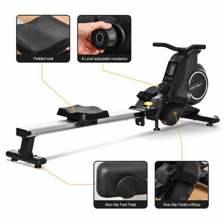 Genki Rowing Machine Rower Magnetic Resistance Workout Foldable Home ...