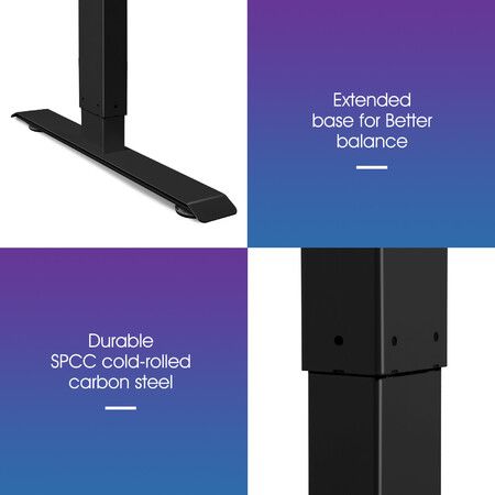 L Shaped Standing Desk Black Corner Sit Stand Computer Table Electric ...