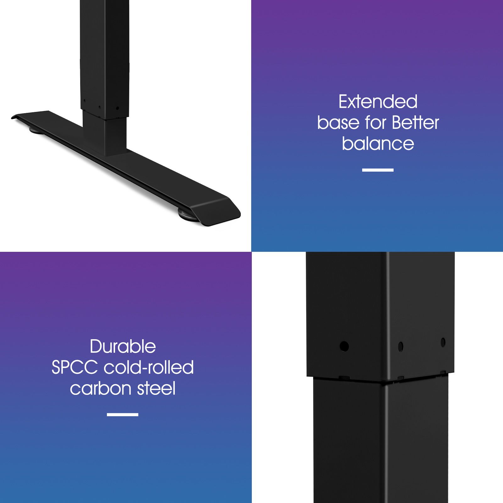 L Shaped Standing Desk Black Corner Sit Stand Computer Table Electric ...