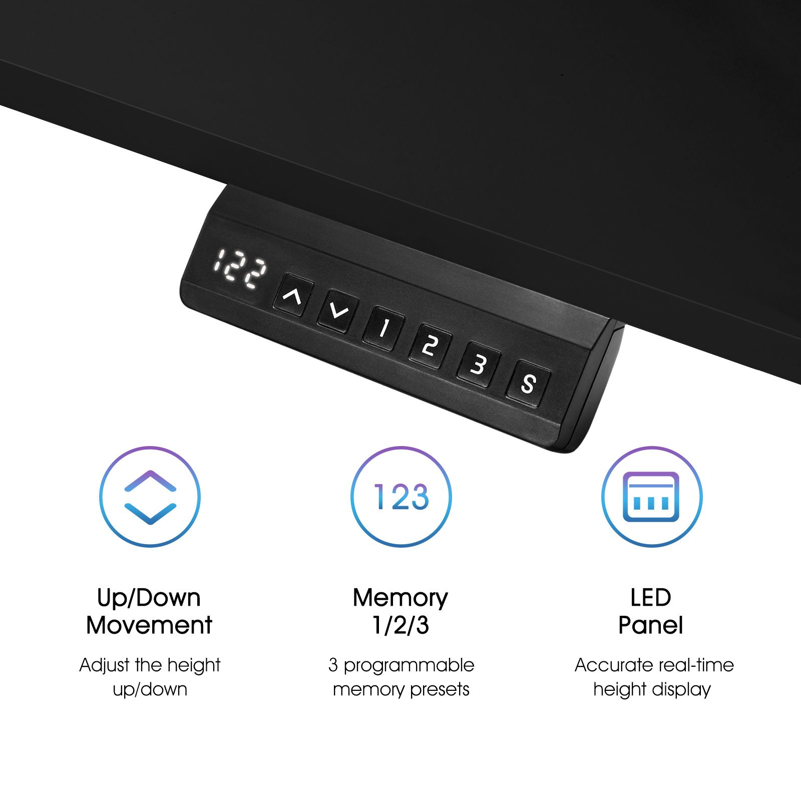 L Shaped Standing Desk Black Corner Sit Stand Computer Table Electric ...