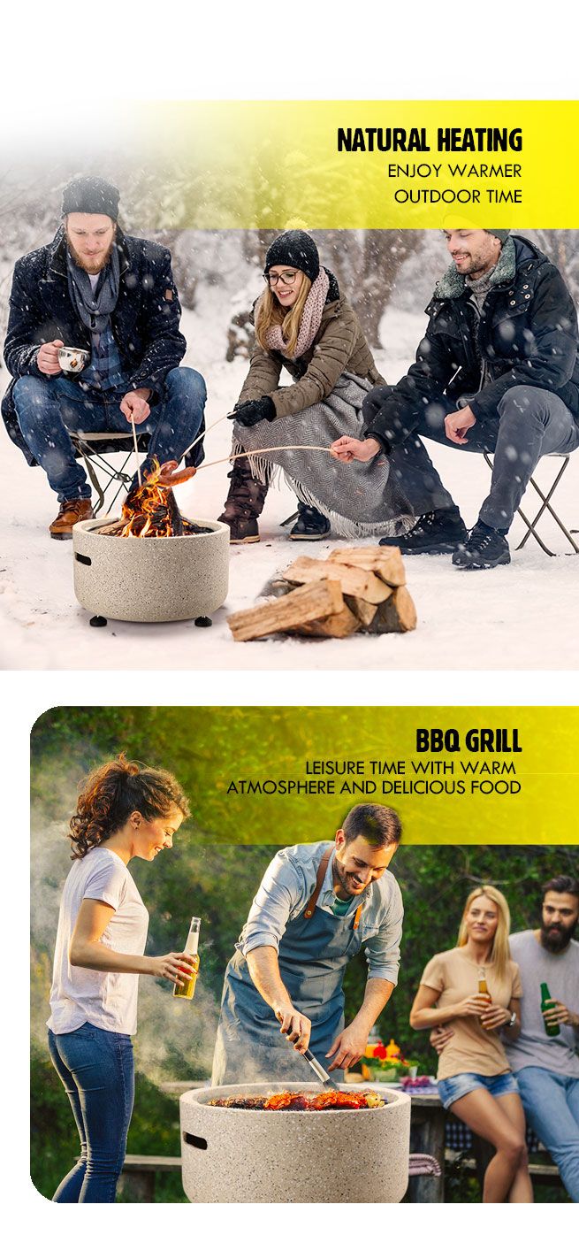 MgO Fire Pit BBQ Smoker Outdoor Fireplace Portable Patio Heater Brazier ...