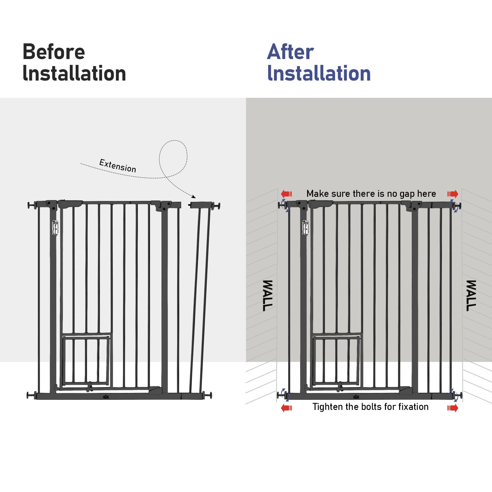Pet Safety Gate Adjustable Kid Safe Stair Dog Fence Guard Security ...