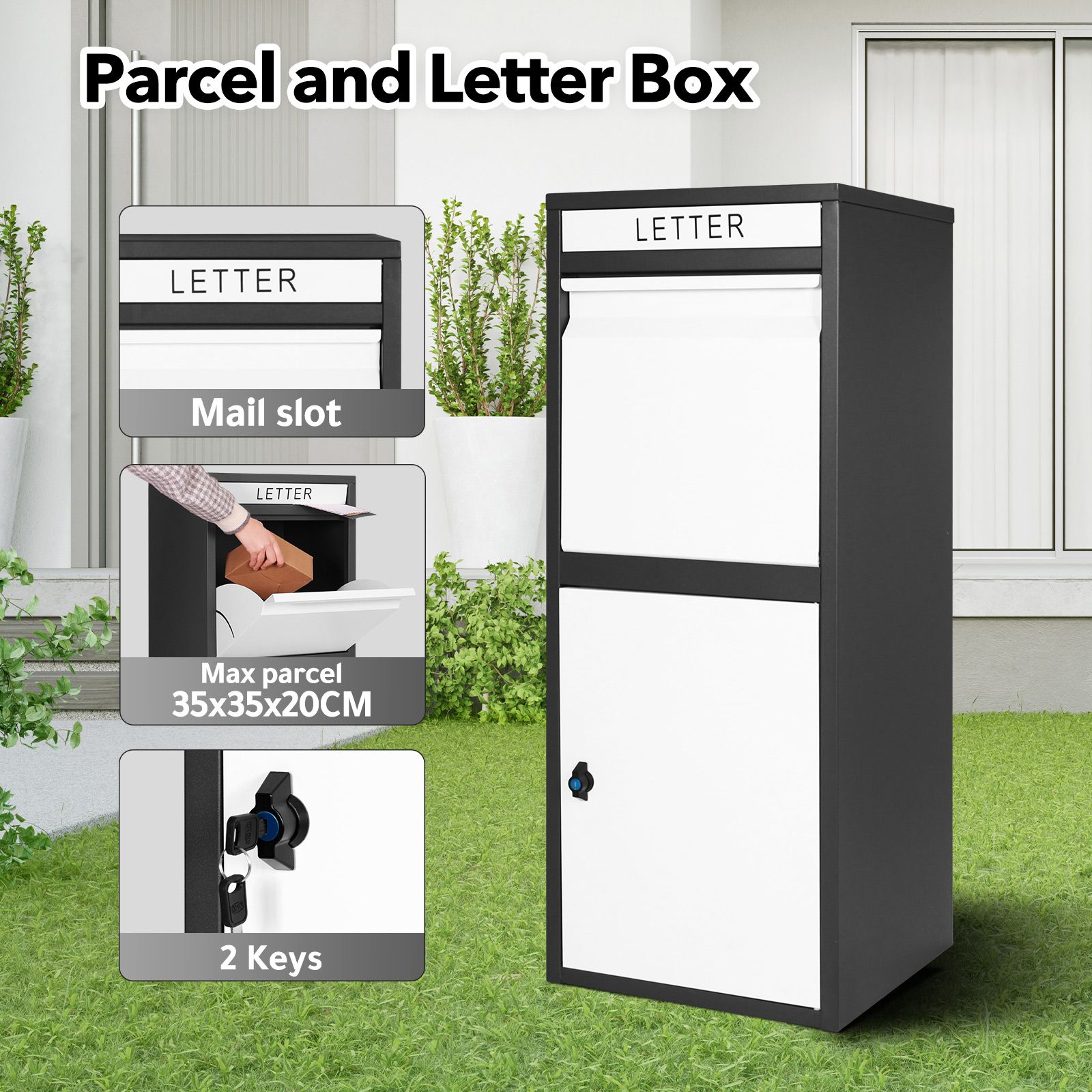 Letterbox Parcel Mailbox Freestanding Drop Post Delivery Box Locking ...
