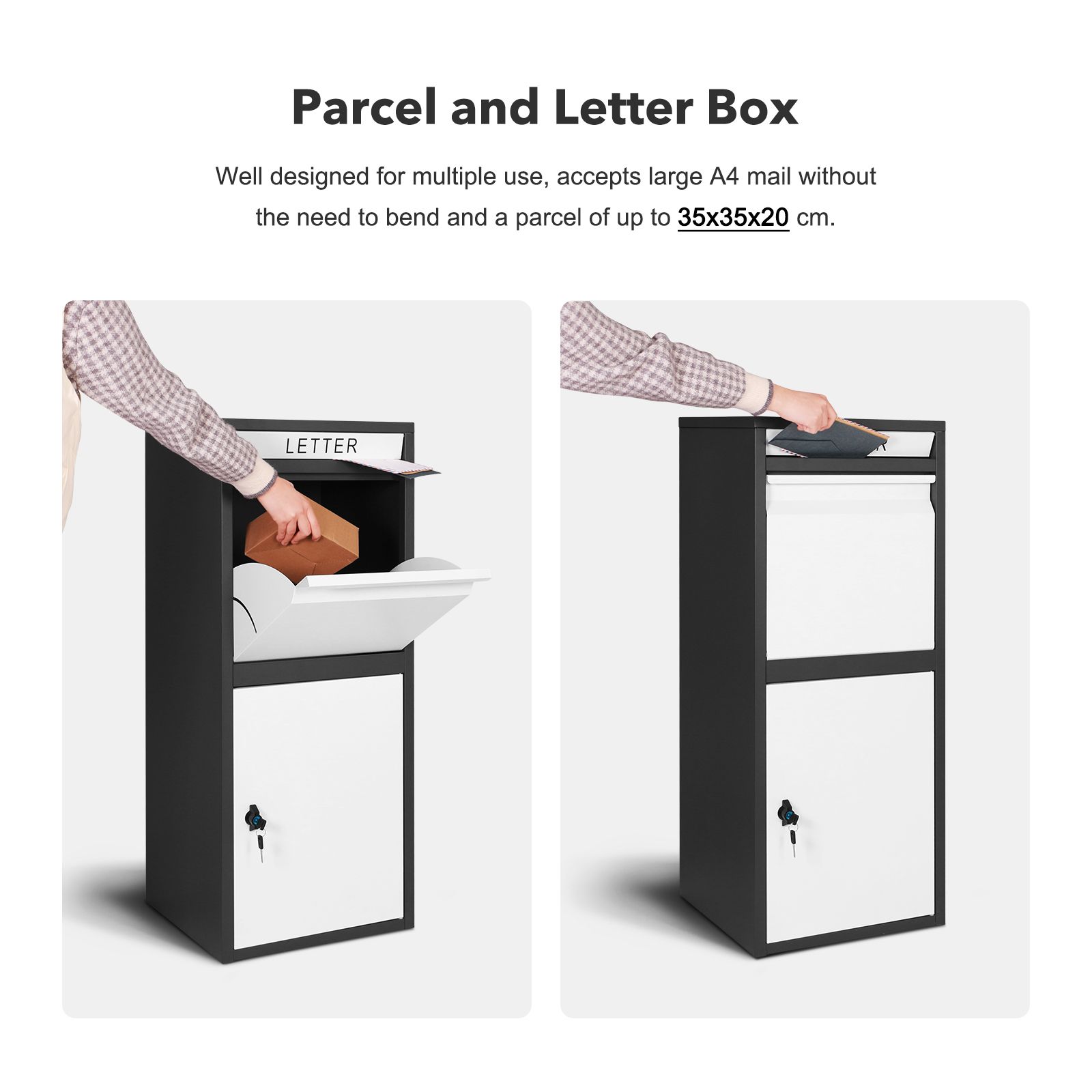 Letterbox Parcel Mailbox Freestanding Drop Post Delivery Box Locking ...