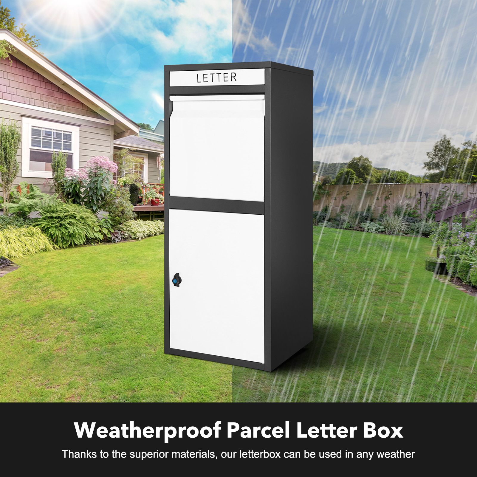 Letterbox Parcel Mailbox Freestanding Drop Post Delivery Box Locking ...