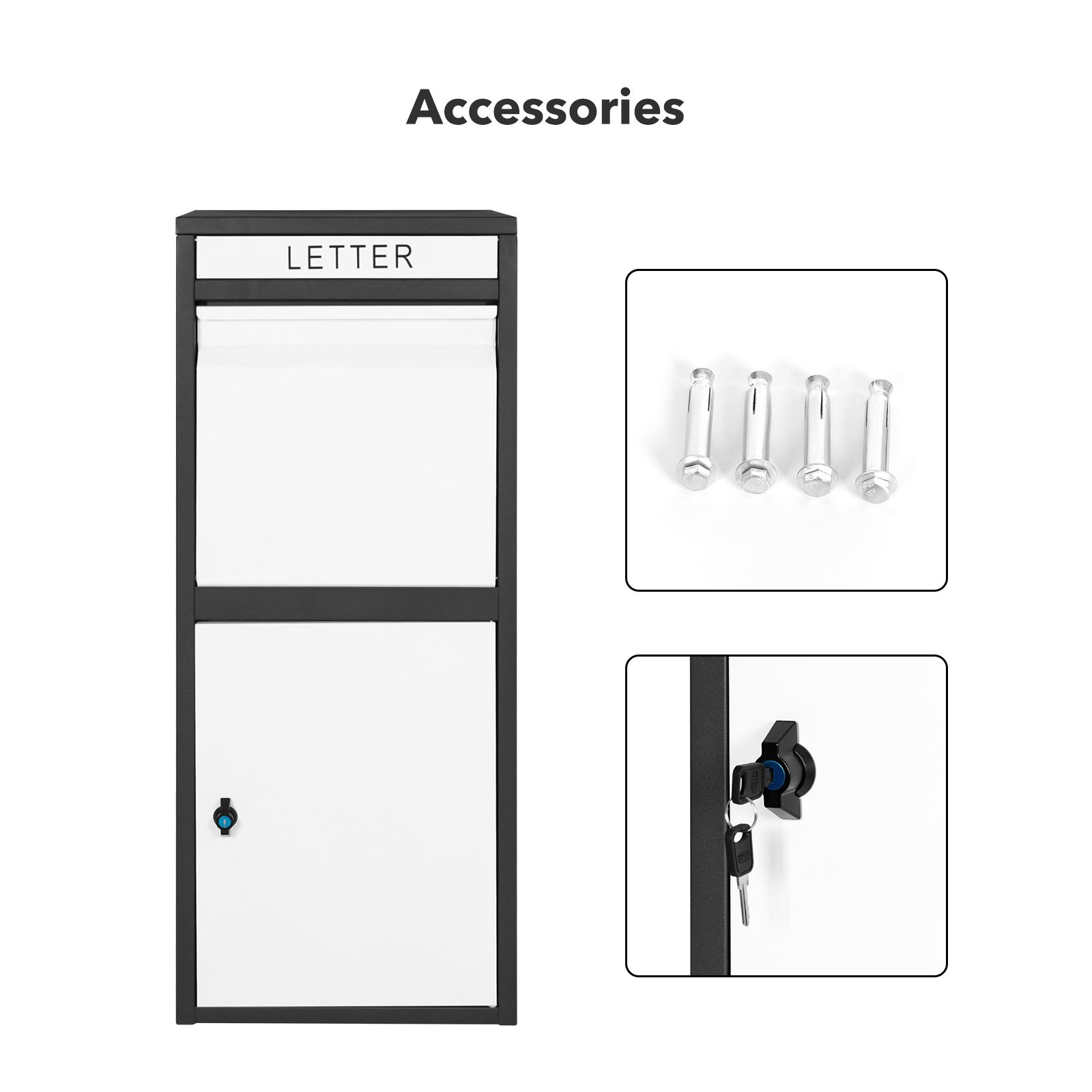 Letterbox Parcel Mailbox Freestanding Drop Post Delivery Box Locking ...