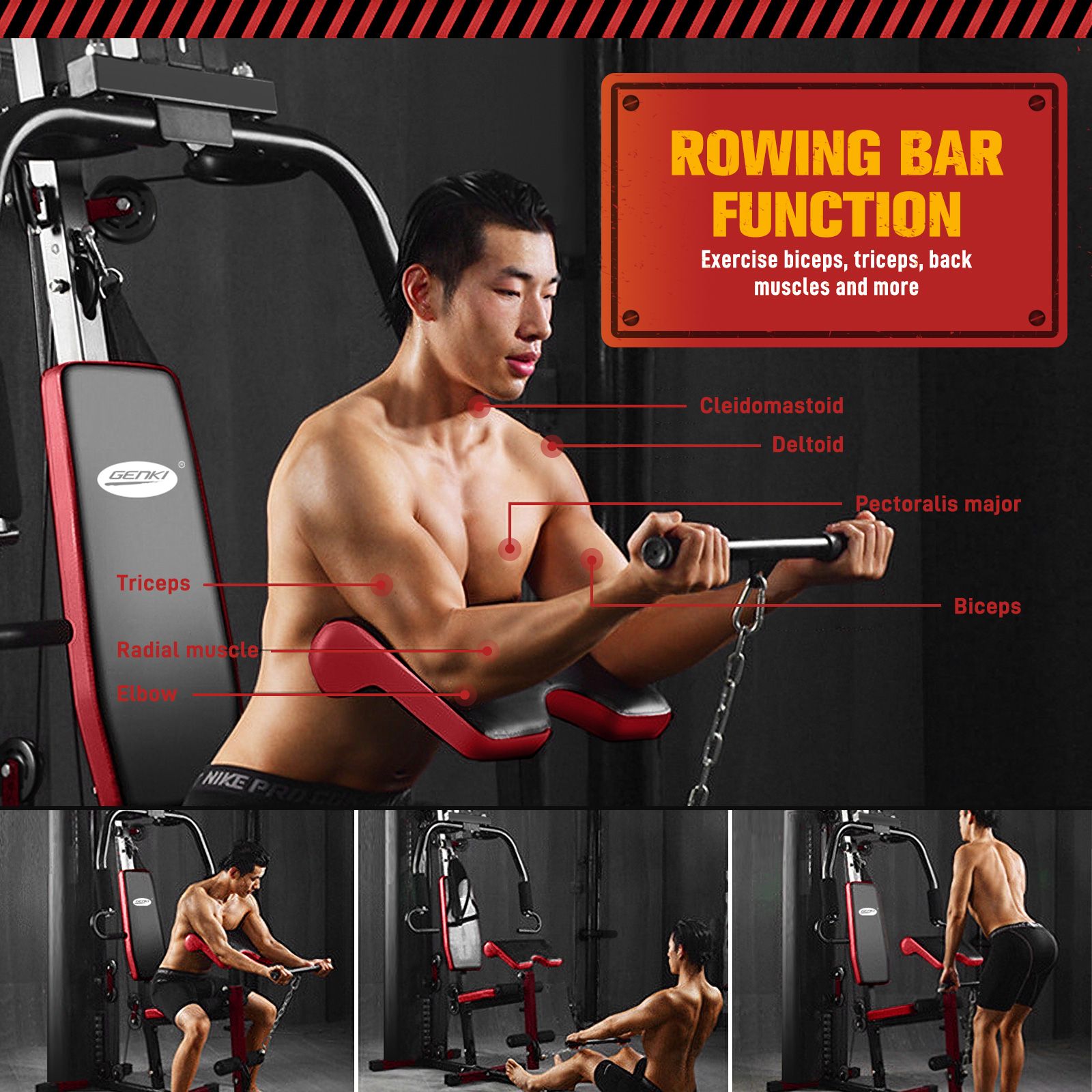 Genki Multi Function Weight Station Home Gym Equipment Exercise Workout ...